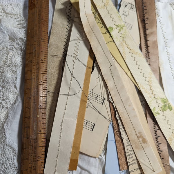 Scrappy Stitched Long Paper Strips ideal for ju... - Folksy