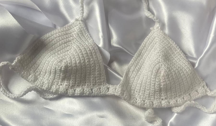 White sparkle triangle bralet - Folksy
