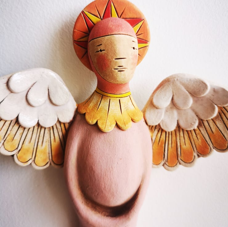 Female angel wall hanging-ceramic sculpture-wal... - Folksy