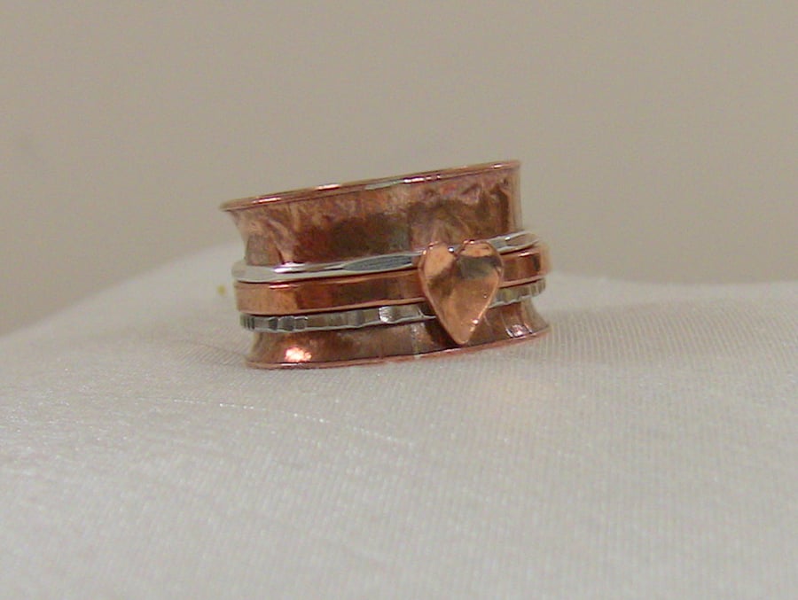 Copper and Sterling Silver Anticlastic Ring wit... - Folksy