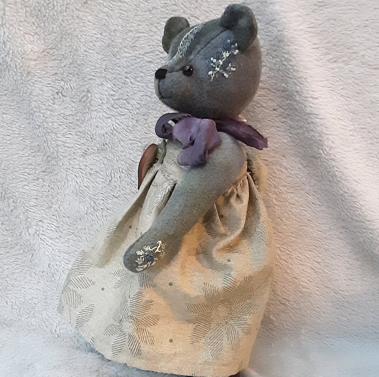 SOLD Hand embroidered teddy bear, one of a kind... - Folksy