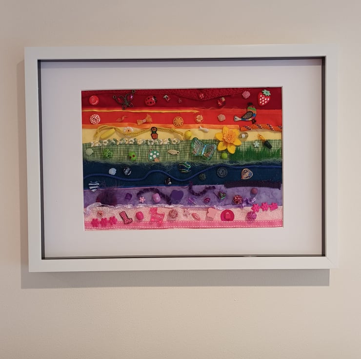 Rainbow Multicoloured 3D Framed Artwork made wi... - Folksy