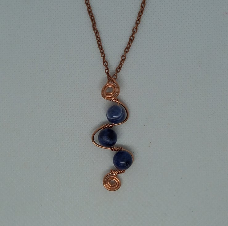 Sodalite and Copper Loop Pendant - Folksy
