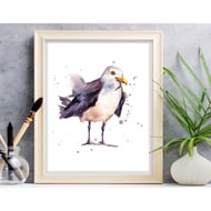 Watercolour SEAGULL Art Print - feeling nautical - Folksy