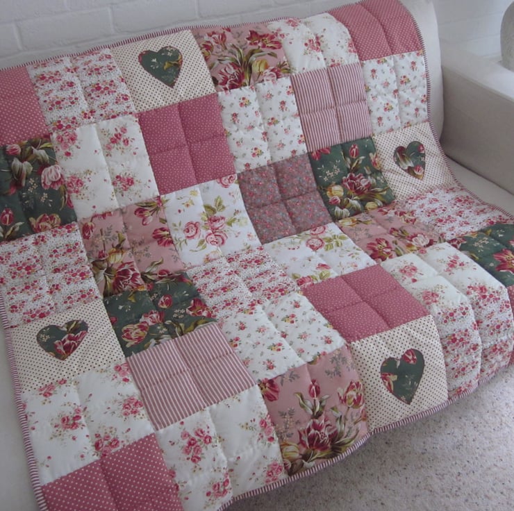 Handmade Patchwork Lap Quilt - Throw - Folksy