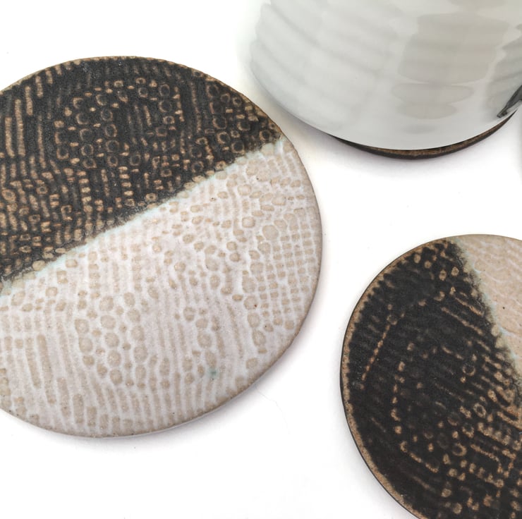 Bespoke ceramic coasters, tea pot stand, handma... - Folksy