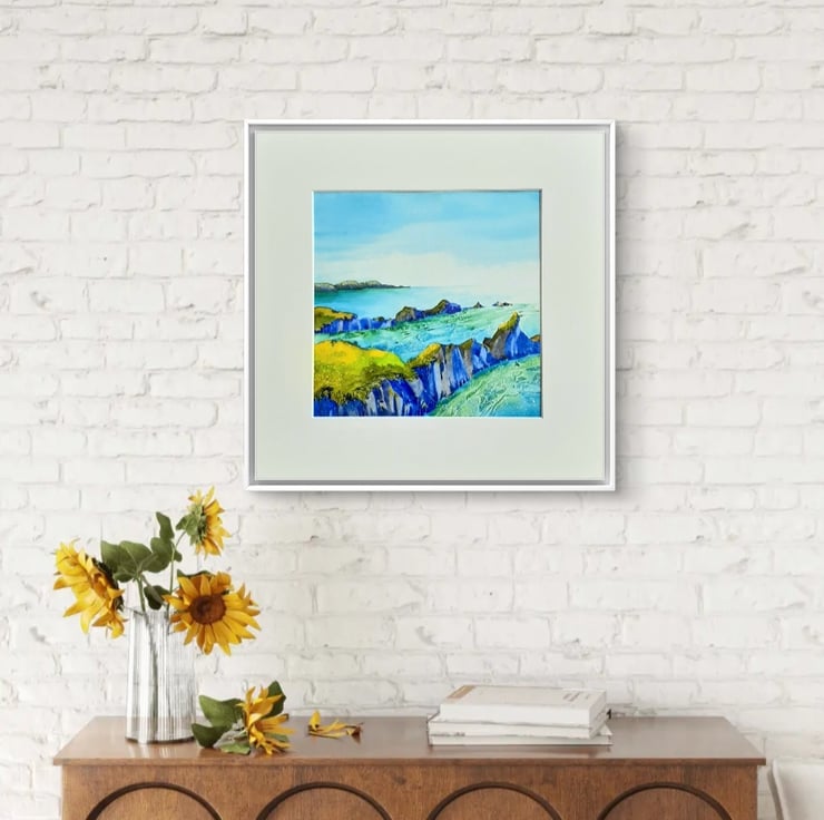 Sea Painting Gift. Original Watercolour of Clif... - Folksy