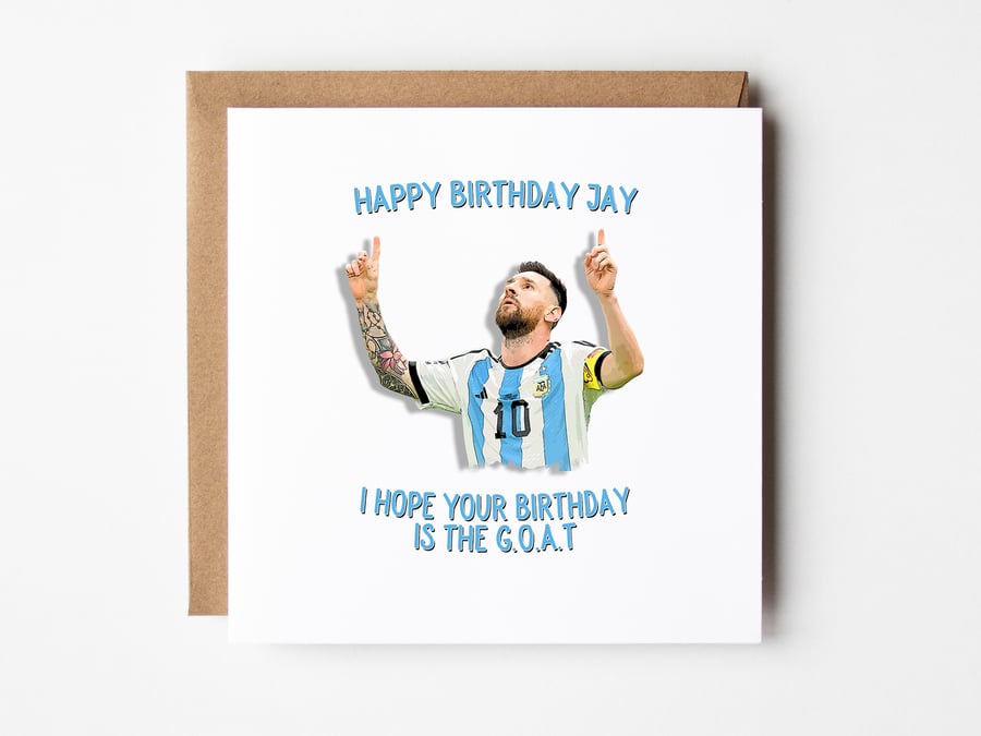 Lionel Messi Birthday Card, G.O.A.T Birthday Ca... - Folksy