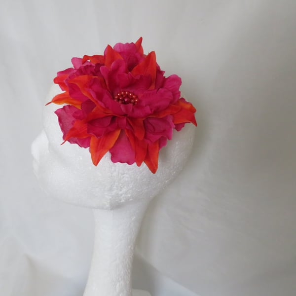 Dark Raspberry Pink & Deep Orange Flower Vi... - Folksy