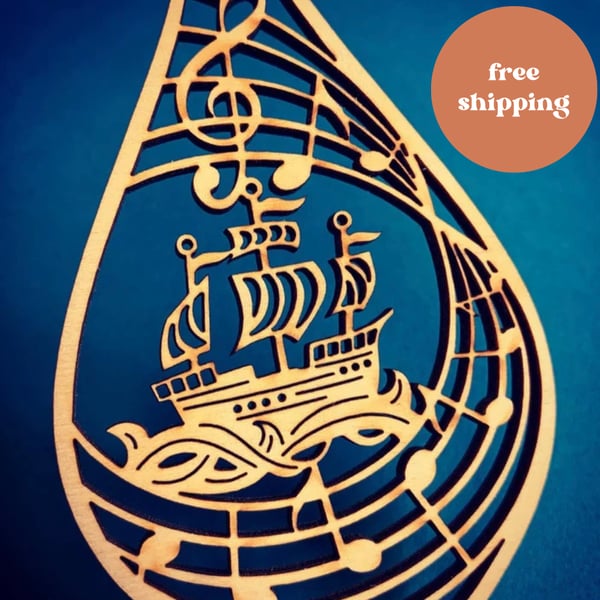 Christmas carol decoration - I Saw Three Ships - Folksy