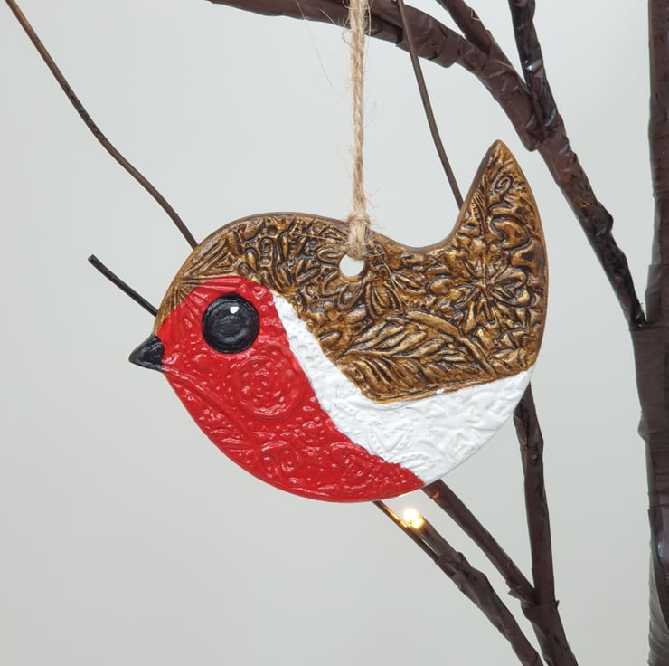 Robin decoration, Christmas hanging decoration ... - Folksy