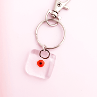 Poppy Fused Glass Keyring - Folksy