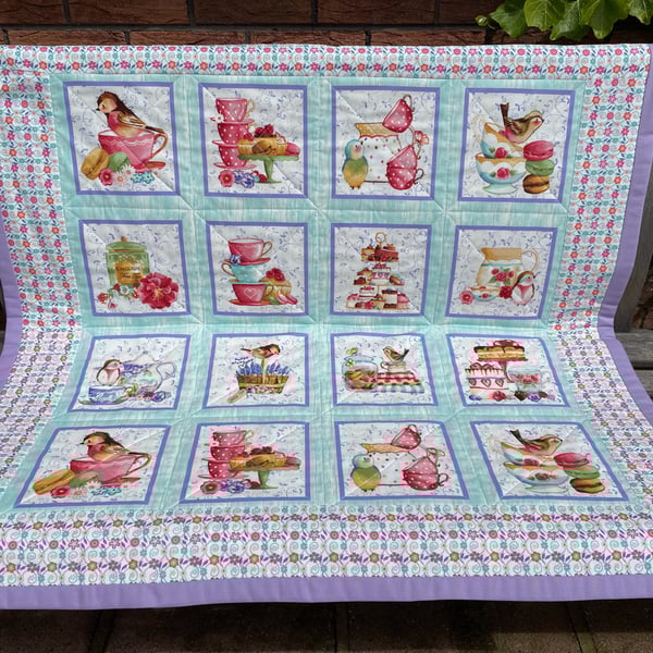 Handmade Patchwork Quilt - Afternoon Tea - Folksy