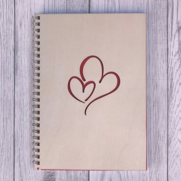 Heart wooden A5 notebook - Folksy