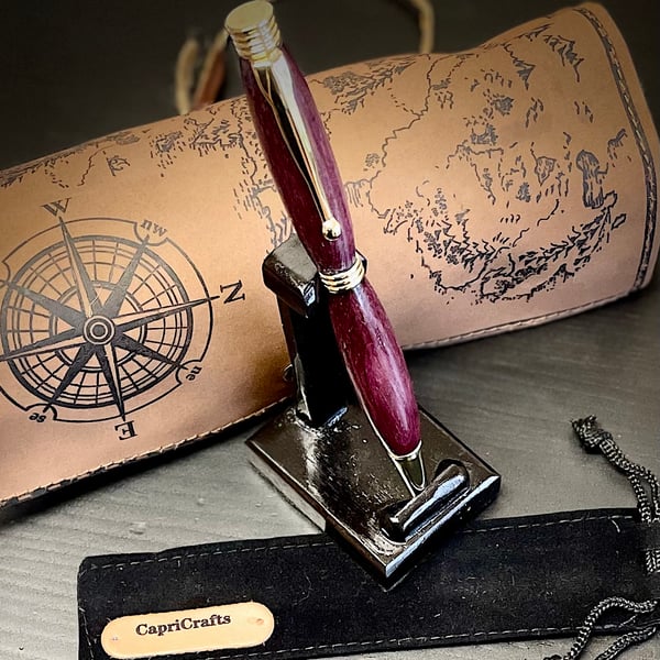 Wooden pen, twisting pen, Purple Hearth wood go... - Folksy