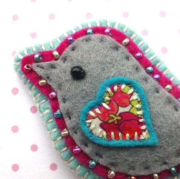 Love Bird Brooch - Folksy