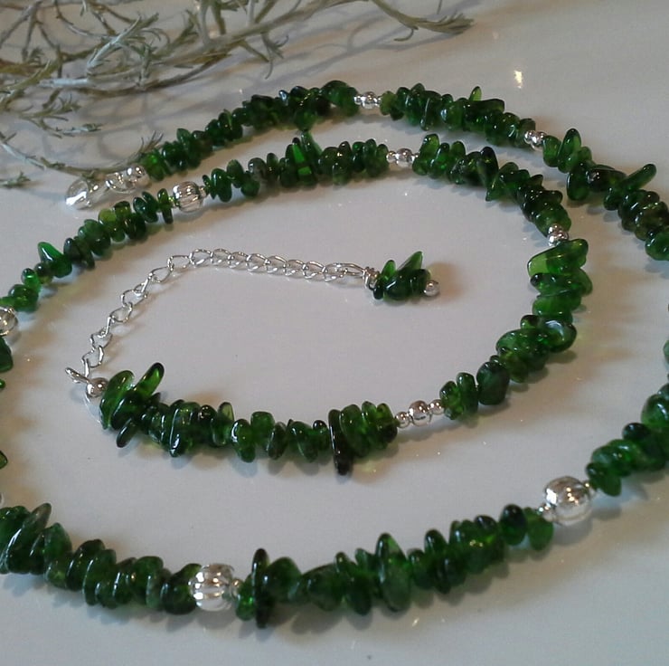 Russian Diopside Nugget Necklace Silver Plate - Folksy