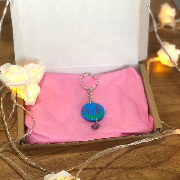 Whimsical polymer clay bluebell keyring - Folksy