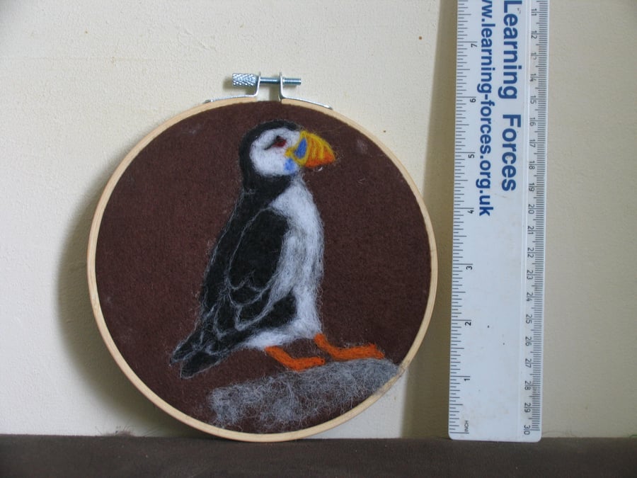Needle felt picture of a Puffin - One of a Kind - Folksy