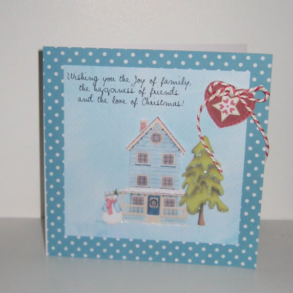 Blue Christmas Card wishing you joy. - Folksy