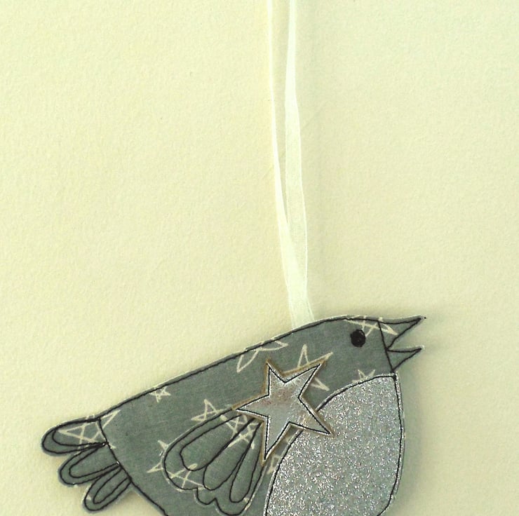 Birdie- Silver Glitter Chest - Folksy
