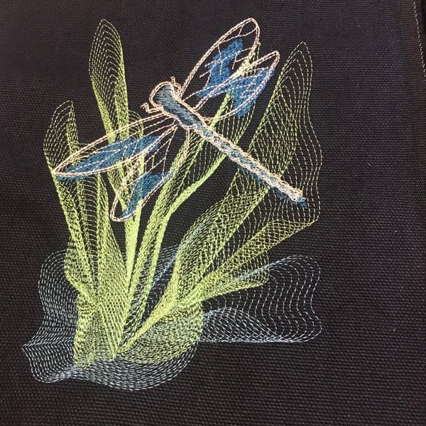Dragonfly Machine Embroidery Art in Light Beech... - Folksy