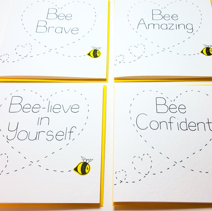 Bee PACK 4x Handmade cards Bee Amazing - Confid... - Folksy
