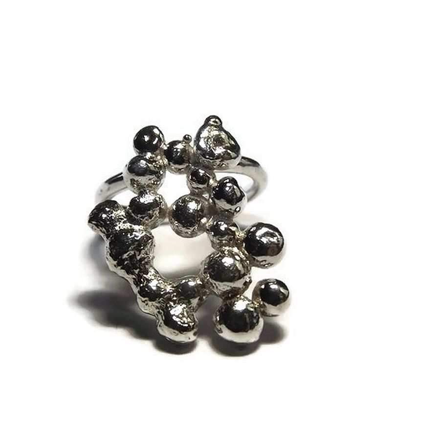 handmade clustered silver abstract ring - Folksy