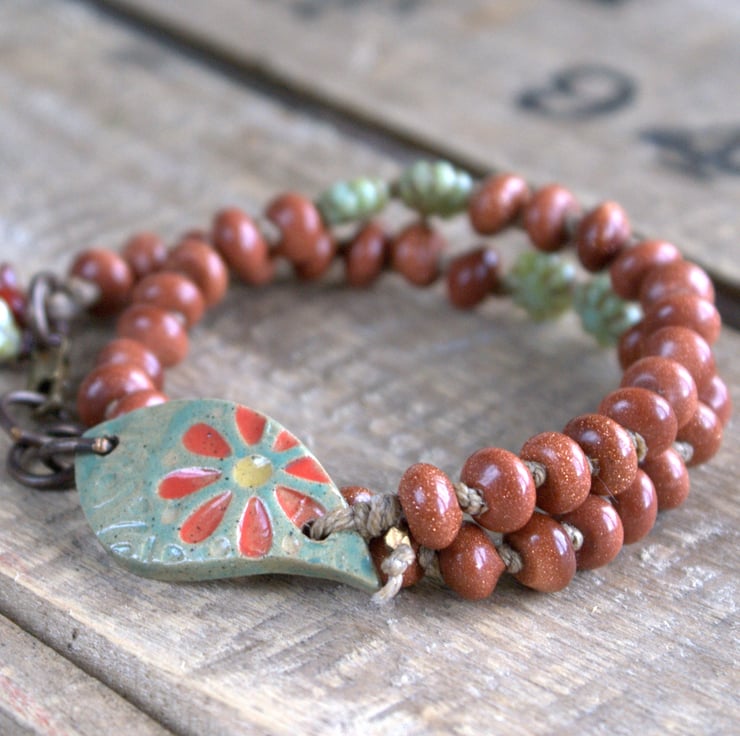 Rustic Beaded Wrap Bracelet - Folksy