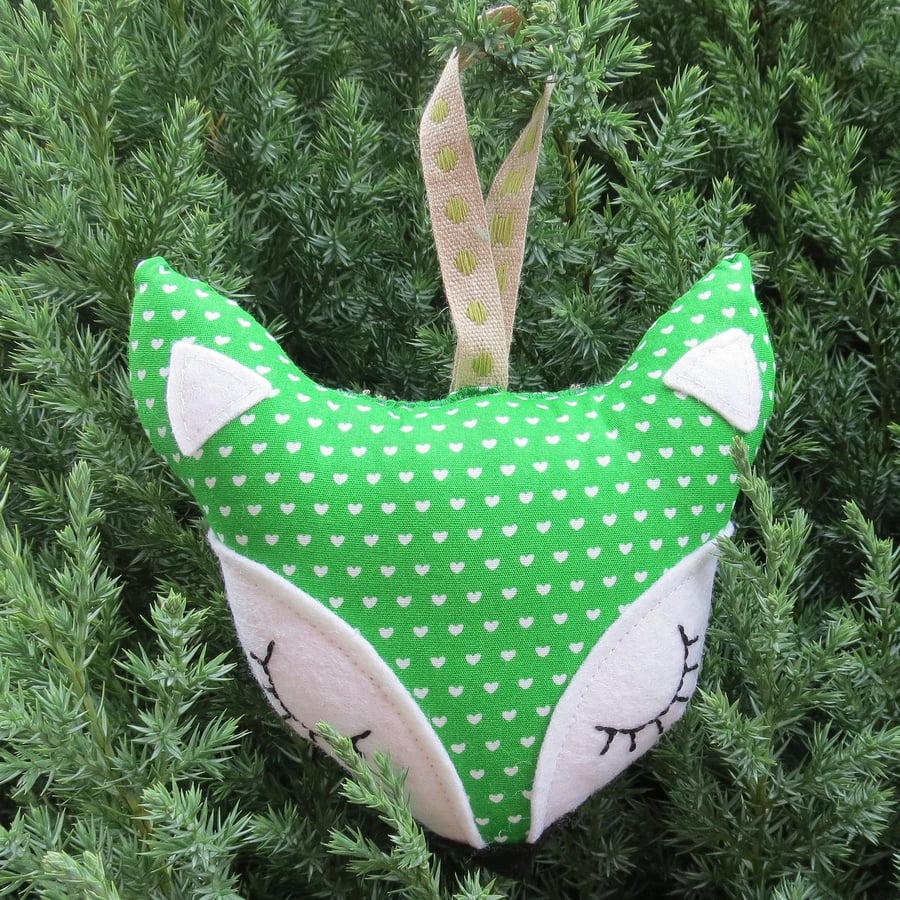 A snoozy fox hanging decoration. - Folksy