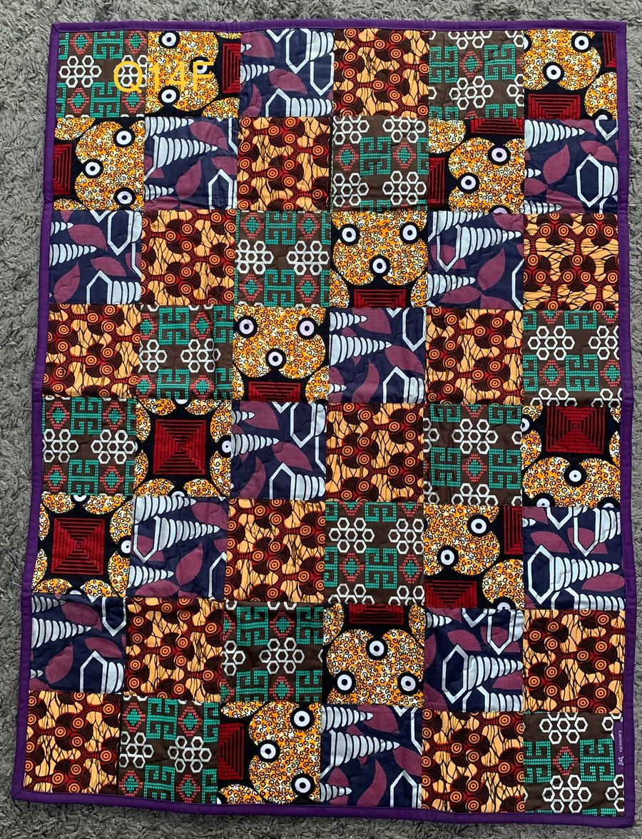 African Fabric Patchwork Quilt, Play Mat - Folksy