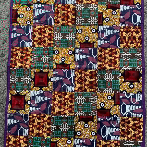 African Fabric Patchwork Quilt, Play Mat - Folksy