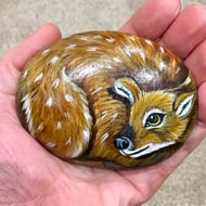 Deer hand painted pebble garden rock art wildli... - Folksy