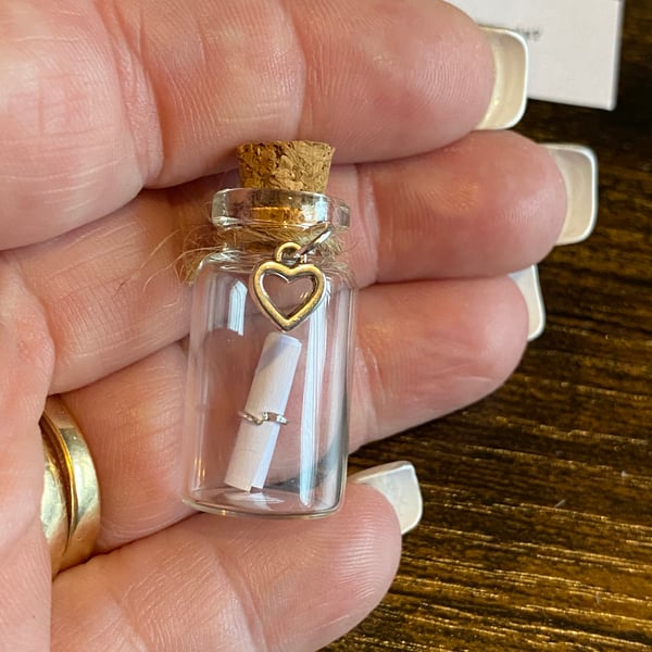 Tiny Message in a Bottle Love Note Pop The Ques... - Folksy