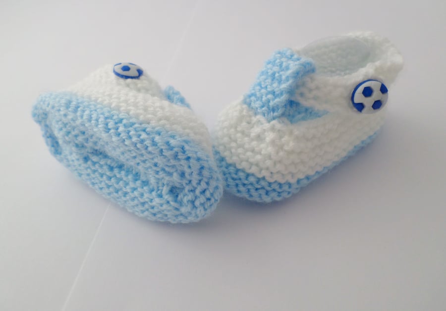 Baby boy football booties, T bar style shoes, p... - Folksy