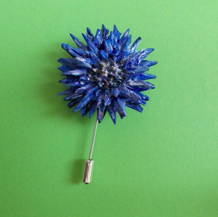CORNFLOWER PIN 3D Blue Wedding Flower Corsage L... - Folksy