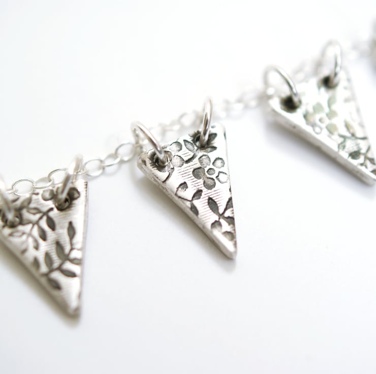 Secret Garden Fine Silver Bunting Necklace - Folksy