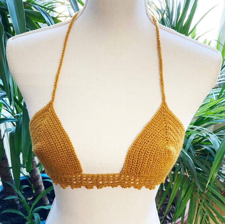 Ochre yellow woman beach summer top Crochet bik... - Folksy