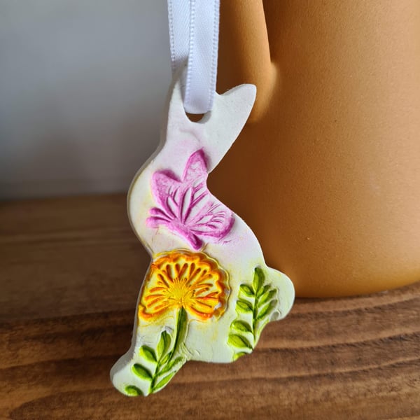 Bunny clay easter tree hanging decoration easte... - Folksy