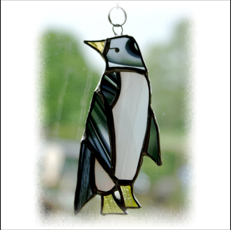 Penguin Suncatcher Handmade Stained Glass - Folksy