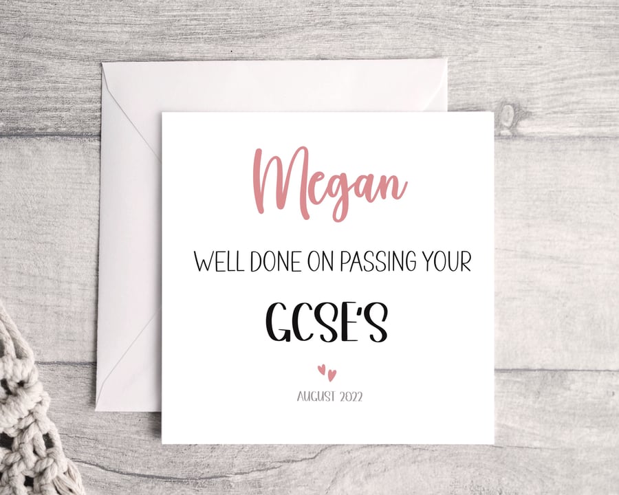 Personalised Well Done on Passing your GCSE’s Card - Folksy