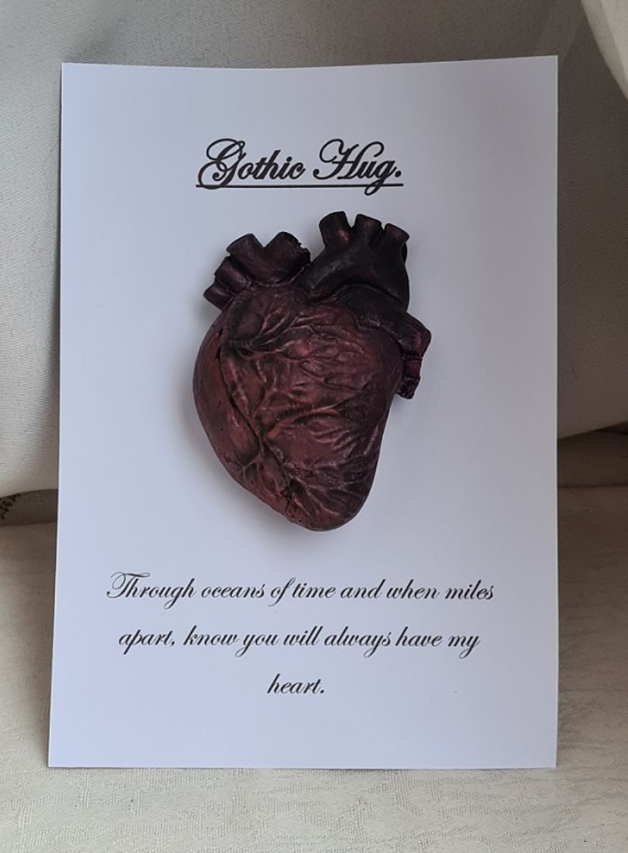 Gothic Hug - Dark Red Black tone Heart - Spooky... - Folksy