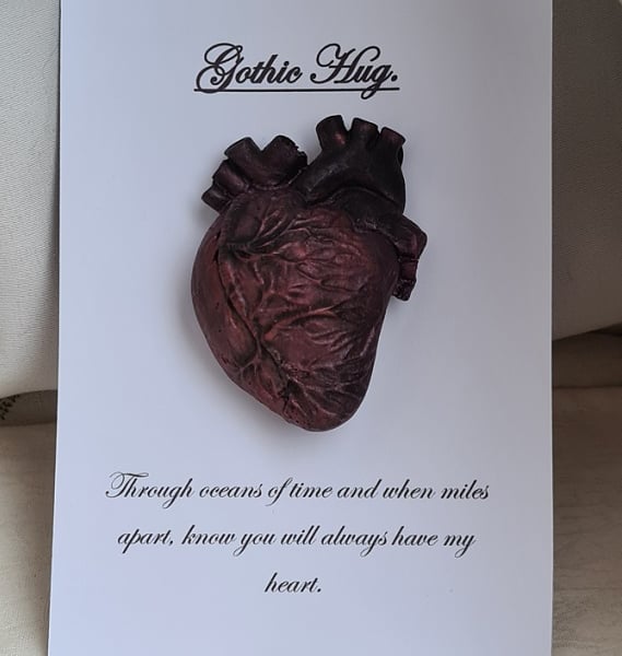 Gothic Hug - Dark Red Black tone Heart - Spooky... - Folksy