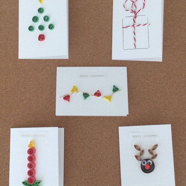5 Pack Mini Christmas Cards - Folksy