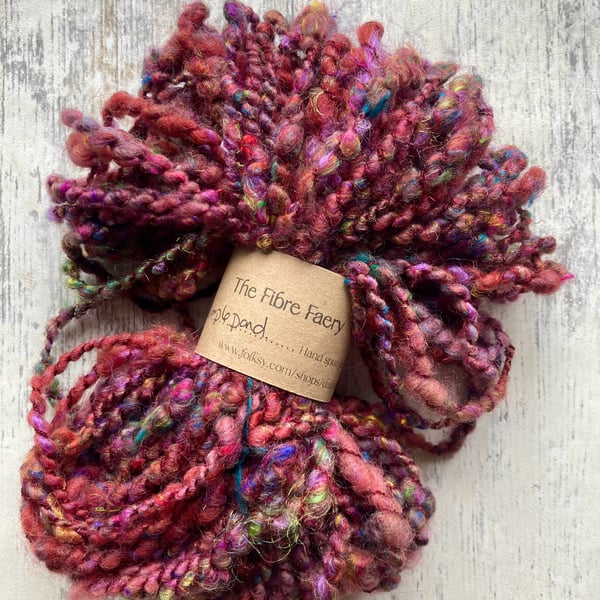 Hand spun art yarn Dimplepond 45g - Folksy
