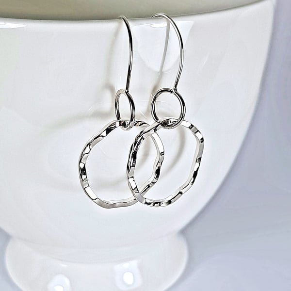 Silver Hoop Earrings, Wavy Sterling Silver Hoop... - Folksy