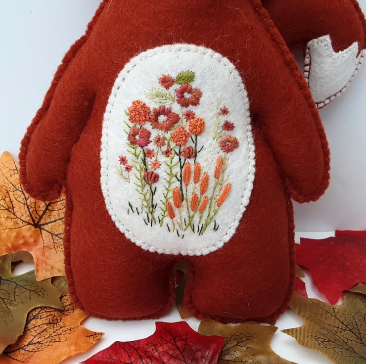 Woodland Fox, hand embroidered felt fox, fox ha... - Folksy
