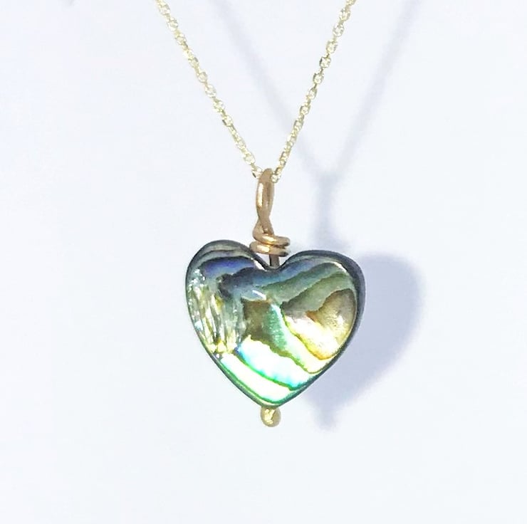 ABALONE Heart 9ct gold pendant necklace jewellery - Folksy