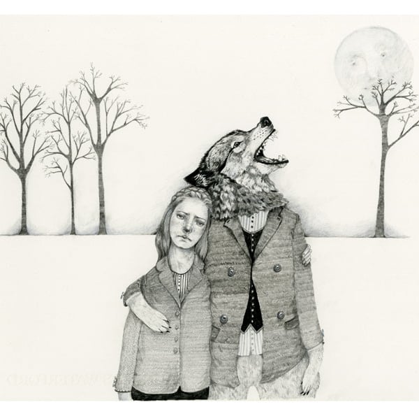 Pencil illustration drawing Werewolf Boyfriend ... - Folksy