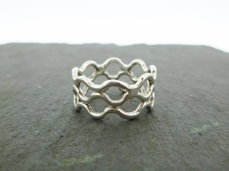 Sterling Silver Triple Ripple Ring - Folksy